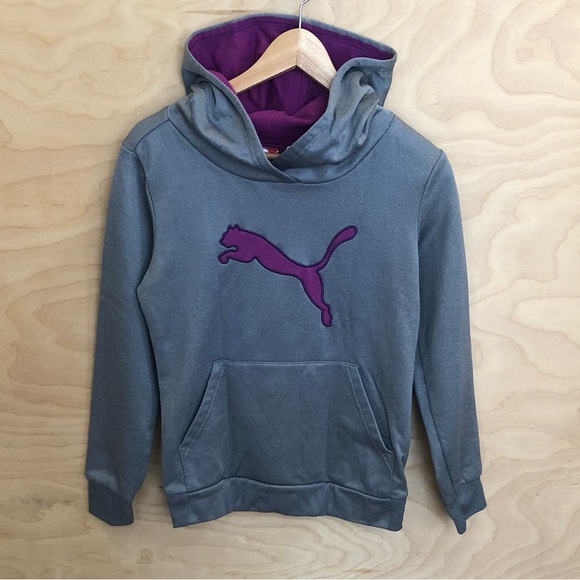 Puma | Shirts & Tops | Puma Gray Hoodie With Purple Logo Kids Size Xs ...